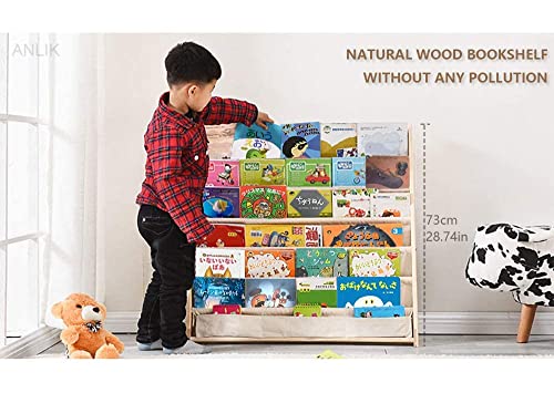 Morimoe Sling Bookshelf Kids Book Rack Storage, Natural Beige (Beige, W:75cm)