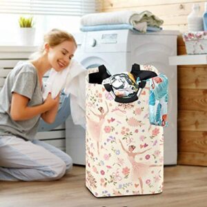 Dancing Ballerinas Floral Laundry Hamper Laundry Basket Dirty Clothes Bag Ballet Girl Rose Foldable Bucket Washing Bin Toys Storage Organizer