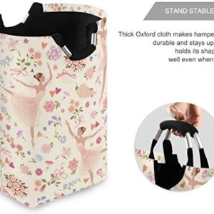 Dancing Ballerinas Floral Laundry Hamper Laundry Basket Dirty Clothes Bag Ballet Girl Rose Foldable Bucket Washing Bin Toys Storage Organizer