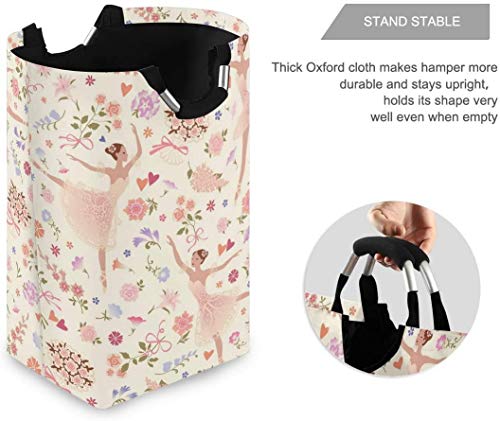 Dancing Ballerinas Floral Laundry Hamper Laundry Basket Dirty Clothes Bag Ballet Girl Rose Foldable Bucket Washing Bin Toys Storage Organizer