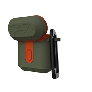 URBAN ARMOR GEAR UAG Compatible with AirPods (1st & 2nd Gen) Case Full-Body Protective Soft-Touch Silicone Case with Detachable Carabiner, Standard Issue Hard Case_001, Olive/Orange