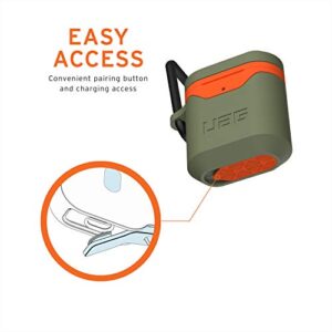 URBAN ARMOR GEAR UAG Compatible with AirPods (1st & 2nd Gen) Case Full-Body Protective Soft-Touch Silicone Case with Detachable Carabiner, Standard Issue Hard Case_001, Olive/Orange