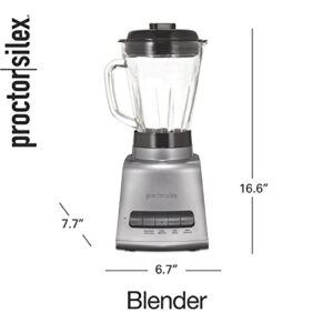 Proctor Silex PowerHouse 950 Watts Blender with 12 Functions for Puree, Ice Crush, Shakes and Smoothies, 52 oz. BPA Free MultiBlend Glass Jar, Black & Silver (53560)