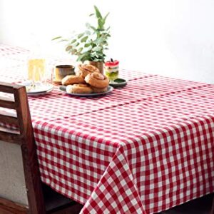 Cotton Carnival Table Cloth, 100% Ring Spun Cotton, Gingham Checks, Size 58.6 X 88.5 in, Rectangular Tablecloth Red and White for Dinner Parties, Summer & Outdoor Picnics