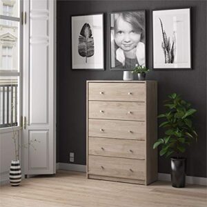 Home Square 4 Piece Bedroom Set with 6 Drawer Double Dresser, 5 Drawer Chest Dresser, Two Nightstands in Jackson Hickory