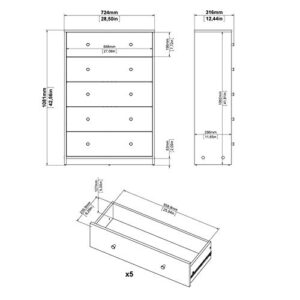 Home Square 4 Piece Bedroom Set with 6 Drawer Double Dresser, 5 Drawer Chest Dresser, Two Nightstands in Jackson Hickory