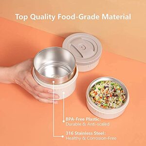 Tajavl Bento Lunch Box, 64oz Thermos for Hot Food, 3-Tier Stackable Insulated Food Jar, Vacuum Stainless Steel Leakproof Soup Container for School Office Outdoors