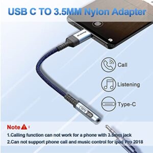 USB C to 3.5mm Jack Headphone Adapter, LcueGuk Type C to Aux Audio Dongle Cable,Hi-Res Adapter Compatible with Pixel 6 5XL, Samsung Galaxy S22 S21 Ultra Z Flip Note 20，iPad Pro2021-32bit/384khz-Blue