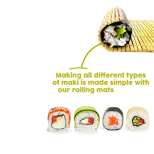 GROW YOUR PANTRY Sushi Making Kit - Make Every Type of Sushi with Rolling Mats, Maki, Onigiri, Nigiri Molds aswell as an Center Sushi Plate for the whole Family to Sit Around