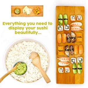 GROW YOUR PANTRY Sushi Making Kit - Make Every Type of Sushi with Rolling Mats, Maki, Onigiri, Nigiri Molds aswell as an Center Sushi Plate for the whole Family to Sit Around