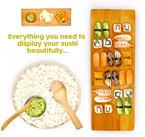 GROW YOUR PANTRY Sushi Making Kit - Make Every Type of Sushi with Rolling Mats, Maki, Onigiri, Nigiri Molds aswell as an Center Sushi Plate for the whole Family to Sit Around