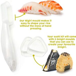 GROW YOUR PANTRY Sushi Making Kit - Make Every Type of Sushi with Rolling Mats, Maki, Onigiri, Nigiri Molds aswell as an Center Sushi Plate for the whole Family to Sit Around