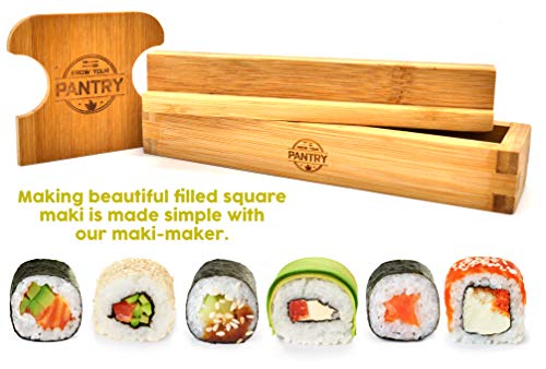 GROW YOUR PANTRY Sushi Making Kit - Make Every Type of Sushi with Rolling Mats, Maki, Onigiri, Nigiri Molds aswell as an Center Sushi Plate for the whole Family to Sit Around