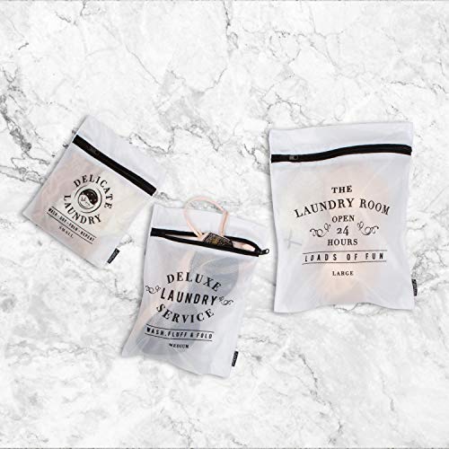 Simplify Mesh Wash Bags | Set 3 Piece | Large, Medium, Small | Laundry | Delicates | Clothing | Socks | Black and White