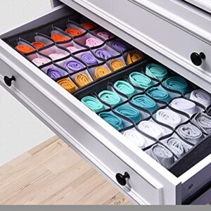 ULG 2 Pack Sock Drawer Organizer, Machine Washable Oxford Cloth, 48 Cell Fabric Cabinet Closet Organizer and Storage, Underwear Drawer Organizer Divider for Storing Socks, Underwear, Ties, Dark Grey