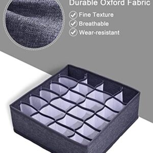 ULG 2 Pack Sock Drawer Organizer, Machine Washable Oxford Cloth, 48 Cell Fabric Cabinet Closet Organizer and Storage, Underwear Drawer Organizer Divider for Storing Socks, Underwear, Ties, Dark Grey