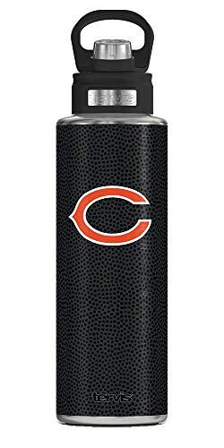 Tervis Triple Walled NFL Chicago Bears Insulated Tumbler Cup Keeps Drinks Cold & Hot, 40oz Wide Mouth Bottle - Stainless Steel, Black Leather