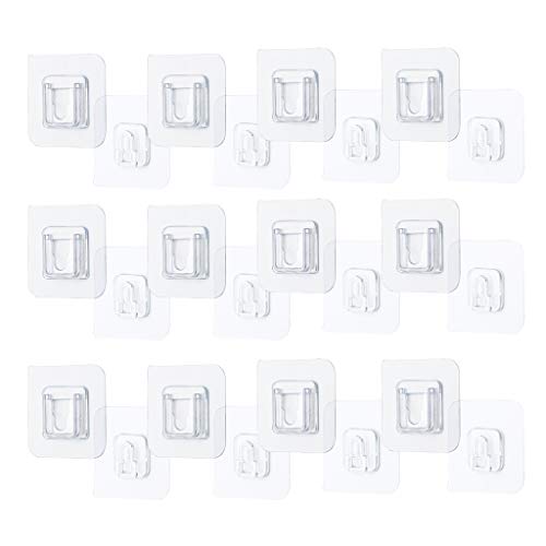 Double-Sided Adhesive Wall Hooks- Wall-Sticking Hooks Without Punching and Nails, Waterproof and Oil-Proof, Heavy-Duty Self-Adhesive Hooks for Bathroom and Kitchen, 12 per Bag