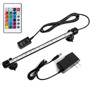 ikefe 11" color changing led fish tank aquarium submersible light with remote/colored aquarium led tank lights fixture for underwater decorations, plant grow, saltwater freshwater fish, kr5011