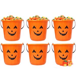 triumpeek halloween pumpkin trick treat bucket, set of 6 halloween jack o lantern pails, trick or treat bucket, portable plastic candy pumpkin pails