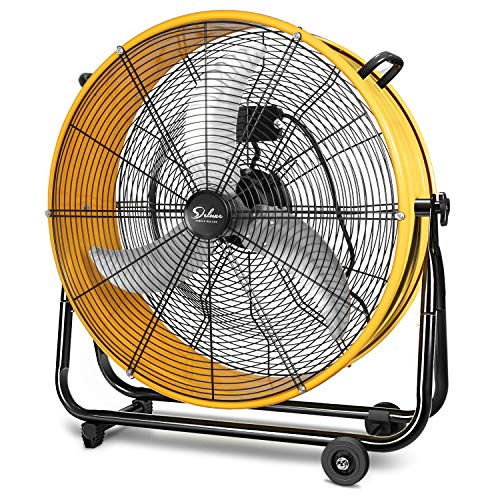 Simple Deluxe 30 Inch Heavy Duty Metal Industrial Drum Fan, 3 Speed Air Circulation for Warehouse,Workshop, Factory and Basement - High Velocity, Yellow