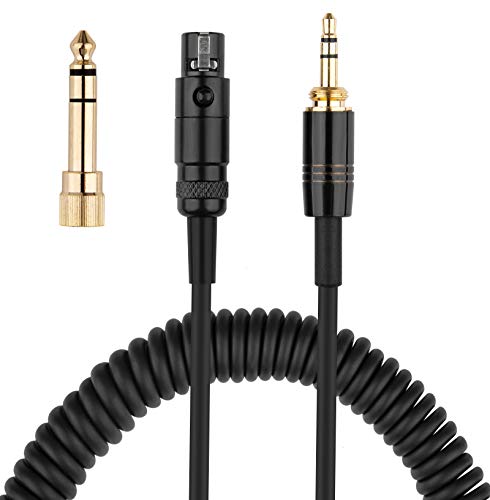 K702 Cable Coiled Aux Cord Replacement for AKG Q701, K712, K240, K240S, K240 MK II, K141, K171, K181, K271, K271S, K271 MK II, K241, K175, K275 headphone Audio Cable Wire with 6.35mm Adapter