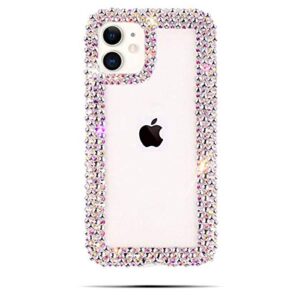 bonitec jesiya compatible with iphone 12 case 3d luxury glitter sparkle bling case luxury shiny crystal rhinestone diamond bumper clear protective case cover clear for women