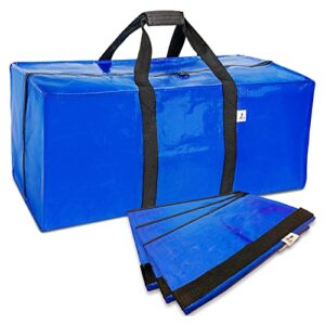 odians extra large storage bags (pack of 4) - waterproof zippered bag for organising laundry, toys, sports gear & more - oversized moving bags - heavy duty clothing storage totes with handles