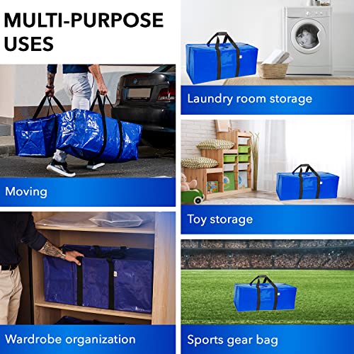 Odians Extra Large Storage Bags (Pack of 4) - Waterproof Zippered Bag for Organising Laundry, Toys, Sports Gear & More - Oversized Moving Bags - Heavy Duty Clothing Storage Totes with Handles