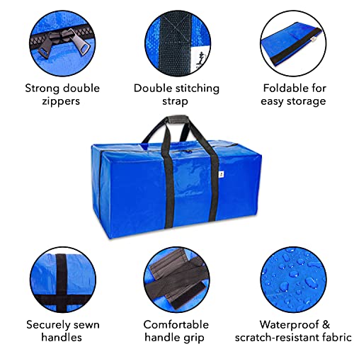 Odians Extra Large Storage Bags (Pack of 4) - Waterproof Zippered Bag for Organising Laundry, Toys, Sports Gear & More - Oversized Moving Bags - Heavy Duty Clothing Storage Totes with Handles