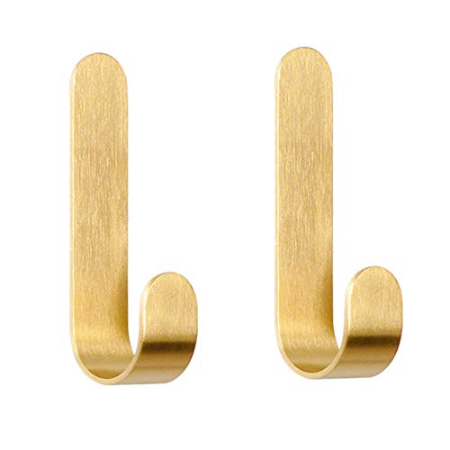 kaileyouxiangongsi Bathroom Towel Hook, Shower Kitchen Wall Hanging Hooks, No Drill,Brass, Adhesive Hooks, 2-Pack