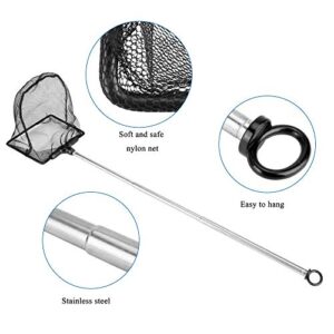 Mogoko 4.3 Inch Fine Mesh Telescopic Aquarium Fish Net with Extendable 11-19 inch Long Handle for Fish Tank