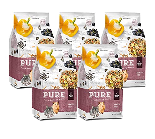 Witte Molen Pure Hamster Food Seed Mixture Mealworms, Sunflower Seeds, Puffed Rice, Grape Nuts, No Artificial Preservatives Dry Food, 1.7 lbs - 5 Pack