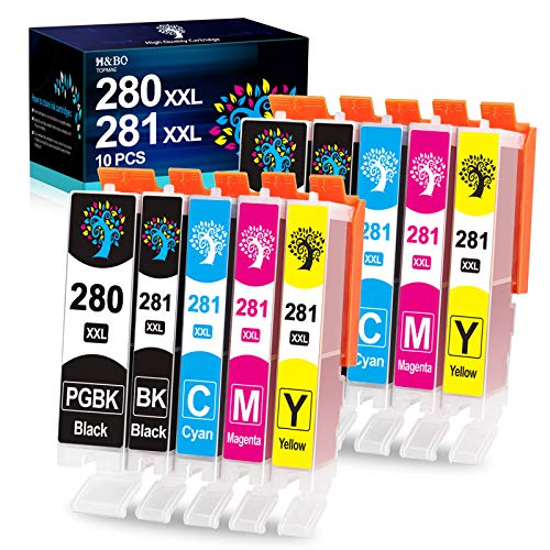 H&BO TOPMAE Compatible Ink Cartridge Replacement for Canon 280 281 PGI-280XXL CLI-281XXL Ink for PIXMA TR8520 TR7520 TS6120 TS6220 TS702 TS6100 TS6200 TS9520 TS6320 TS9521C Printer (10 Pack)