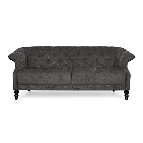 Christopher Knight Home Morganton 3 Seater Sofa, Dark Charcoal + Dark Brown