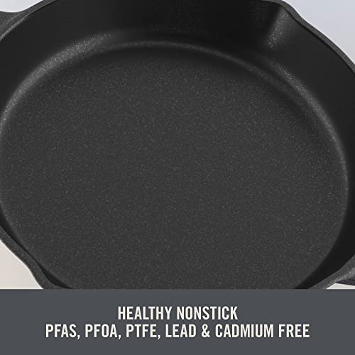 Zakarian by Dash 6 Qt Nonstick Cast Iron Double Dutch Oven, Oval Pot with 2-in-1 Skillet Lid, Black