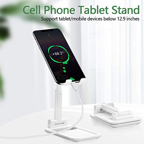 Beauty Nymph Cell Phone Tablet Stand Fully Foldable Adjustable Desktop Phone Holder Compatible with All Mobile Phones Tablet (White)