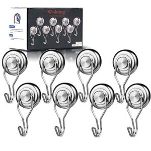 wukong magnetic hook, 48 lb heavy duty swivel hook magnet hangers holders -great for refrigerator, home, kitchen, store, door coat hook, grill utensils, office or warehouse-8 pack