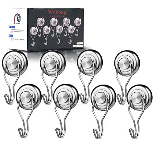 Wukong Magnetic Hook, 48 LB Heavy Duty Swivel Hook Magnet Hangers Holders -Great for Refrigerator, Home, Kitchen, Store, Door Coat Hook, Grill Utensils, Office or Warehouse-8 Pack