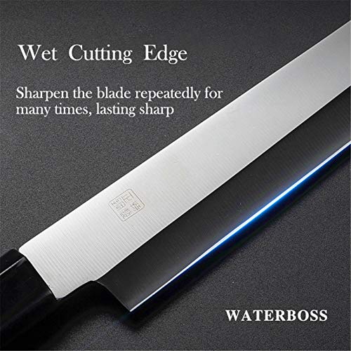 Waterboss,Japanese Yanagi Kiritsuke Sushi Sashimi Chef Knife Salmon Knife Slicer Razor Sharp Sashimi Watermelon Knives, 5Cr15mov Stainless Steel Sashimi Yanagiba Knife, Maple Handle, 10.6 inch (270mm)