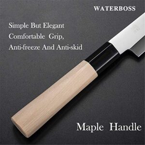 Waterboss,Japanese Yanagi Kiritsuke Sushi Sashimi Chef Knife Salmon Knife Slicer Razor Sharp Sashimi Watermelon Knives, 5Cr15mov Stainless Steel Sashimi Yanagiba Knife, Maple Handle, 10.6 inch (270mm)