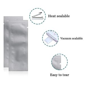 200 Pack 1.37x3.3 inch (Inside Size 0.97x2.9 inch) Coffee Food Storage Heat Seal Pure Mylar Foil Bag Vacuum Pouch for Sample Packaging