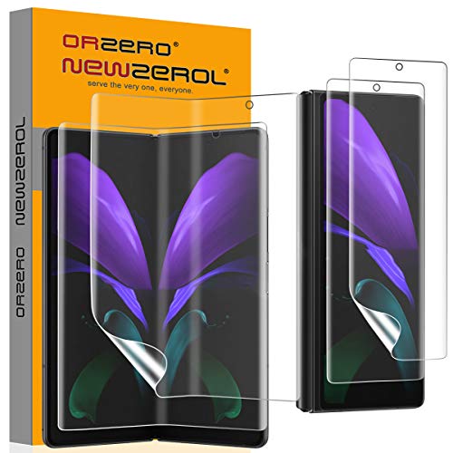 (2 Sets 4 Packs) Orzero Compatible for Samsung Galaxy Z Fold 2 5G (Not for Z Fold 3), 2 Pack Soft TPU Front Screen Protector and 2 Pack Inside Screen Protector (Not Glass), High Definition Bubble-Free (Lifetime Replacement)