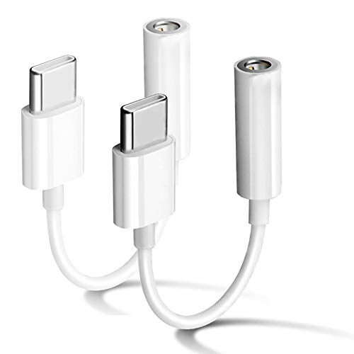 2 Pack USB-C to 3.5mm Headphone Jack Adapter Type C Port Audio Aux Cable Dongle Compatible with iPad Pro/Pixel 6 5XL/Galaxy S23 S22 S21 S20 Ultra Z Flip S20+ Note 20 10 S10 S9 Plus/One plus 6T 7 Pro