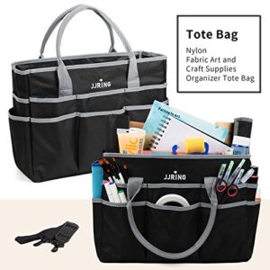 Large Multi-Functional Carrying Bag, 600D Nylon Artist Tote Bag with 16 Pockets Caddy for Art, Craft, Sewing, Make-up or School, Medical, Office Supplies Organizer, Silver