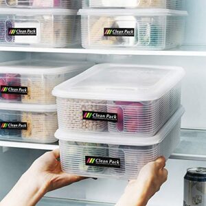 MATSUBE Fridge Food Storage Container- Reusable Fresh Produce Divided Fruit Storage Organizer Plastic Produce Organizer with 6 Detachable Small Boxes to Keep Fresh for Storing Fish, Meat, Vegetables