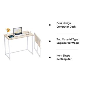 WOHOMO Folding Desk, Small Foldable Desk 31.5" for Small Spaces, Space Saving Computer Table Writing Workstation for Home Office, Easy Assembly, Oak