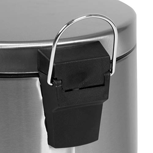 Flash Furniture Round Stainless Steel Fingerprint Resistant Soft Close, Step Trash Can - 5.3 Gallons (20L)