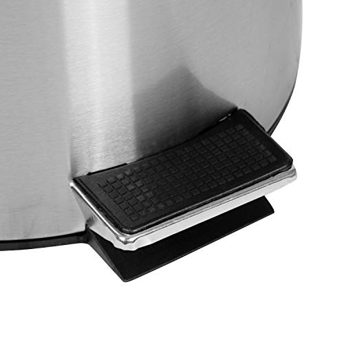 Flash Furniture Round Stainless Steel Fingerprint Resistant Soft Close, Step Trash Can - 5.3 Gallons (20L)