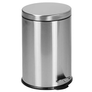 Flash Furniture Round Stainless Steel Fingerprint Resistant Soft Close, Step Trash Can - 5.3 Gallons (20L)